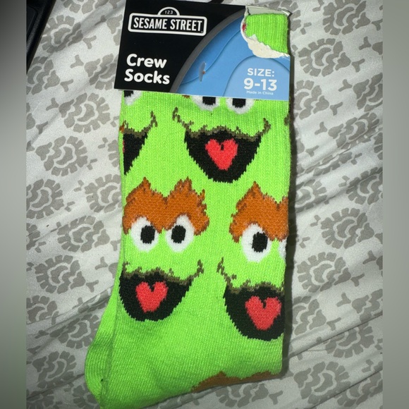 Accessories | Oscar The Grouch Sesame Street Crew Socks | Poshmark